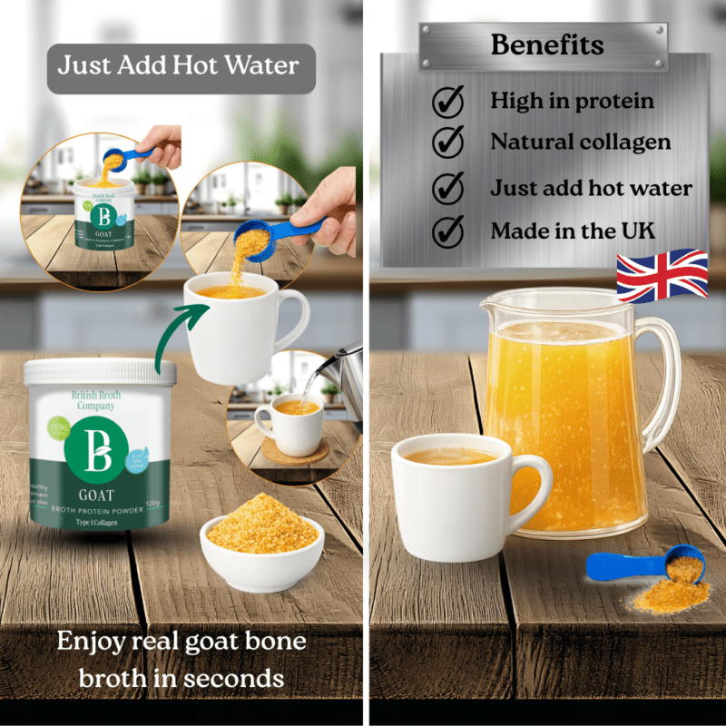 Dehydrated goat bone broth | Type I and Type III Natural Collagen
