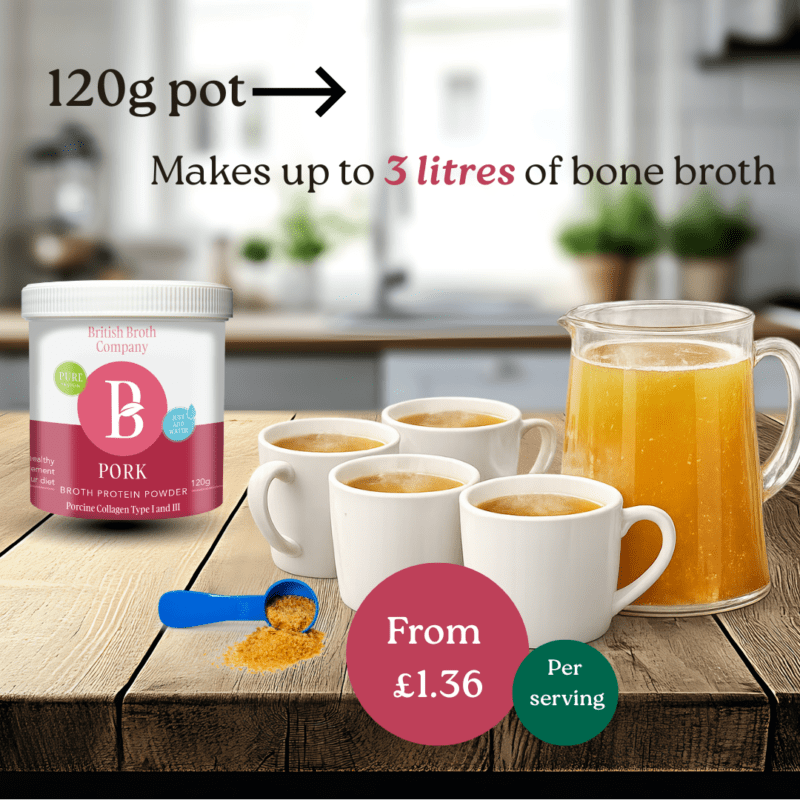 Dehydrated pork bone broth | Type I and III Natural Collagen